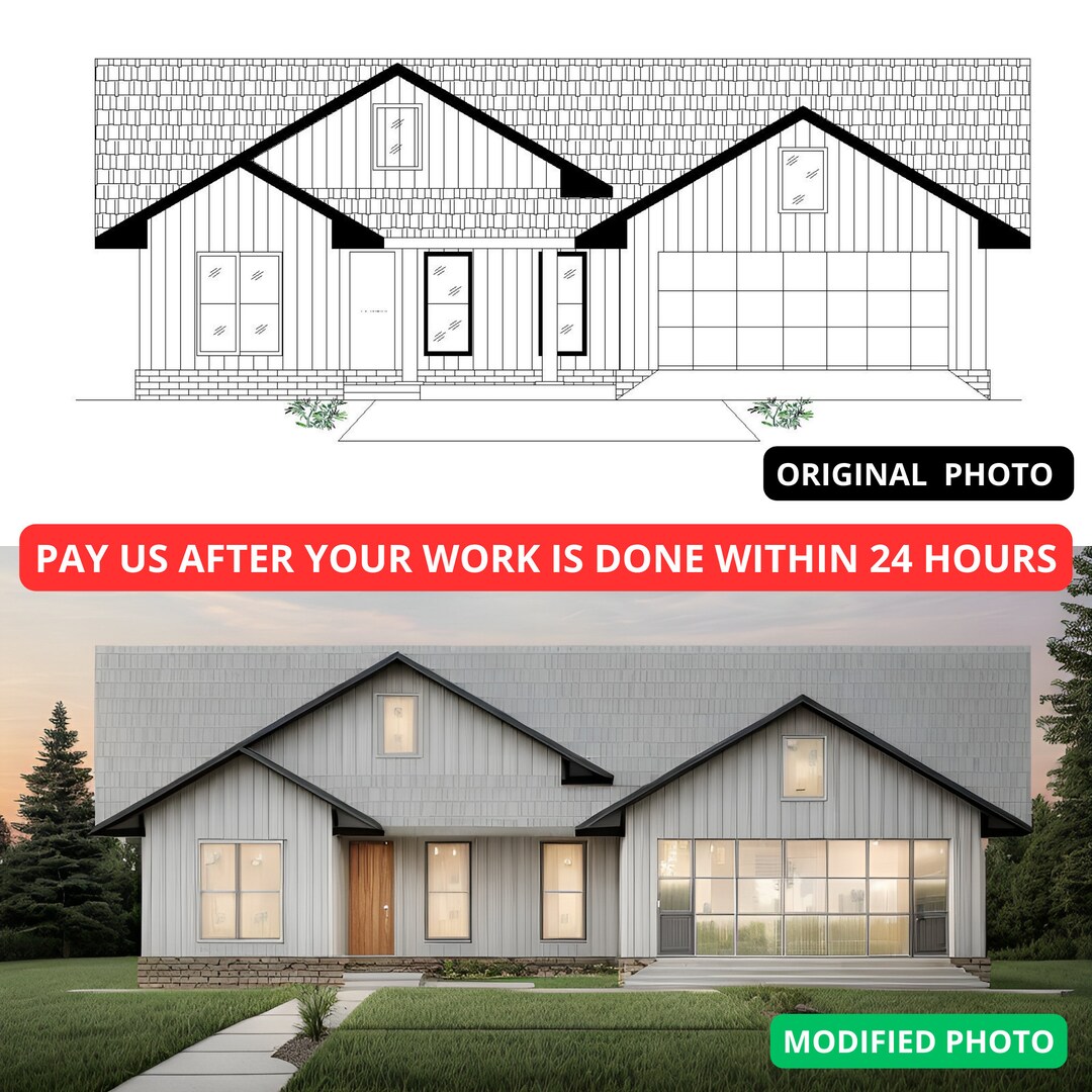 House Plan Mockup - House Facade Material Mockups From Drawings ...