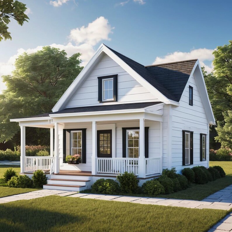 Custom Modern Tiny Cottage House Plan 1 Bedroom & 1 Bathroom With CAD ...