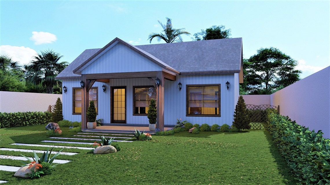 Custom Modern Tiny Cottage House Plans 2 Bedroom & 2 Bathroom - Etsy