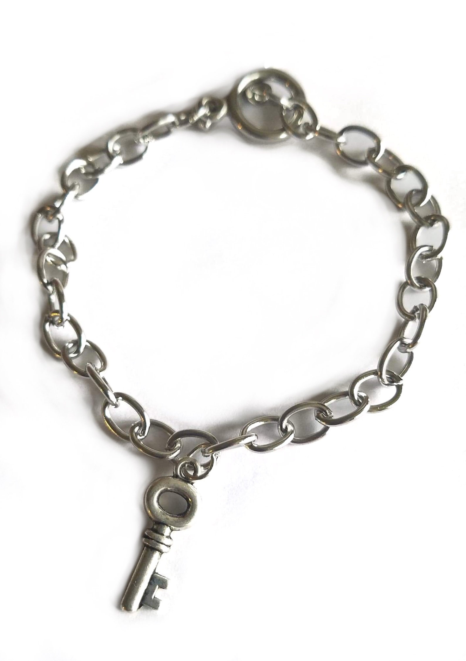 Chain Bracelet With Key Charm Heart Charm Bracelet - Etsy