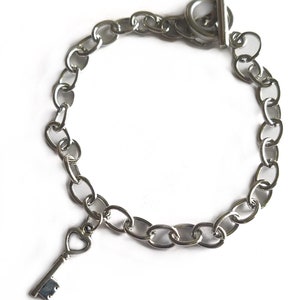 Chain Bracelet With Key Charm, Heart Charm Bracelet, Friendship ...