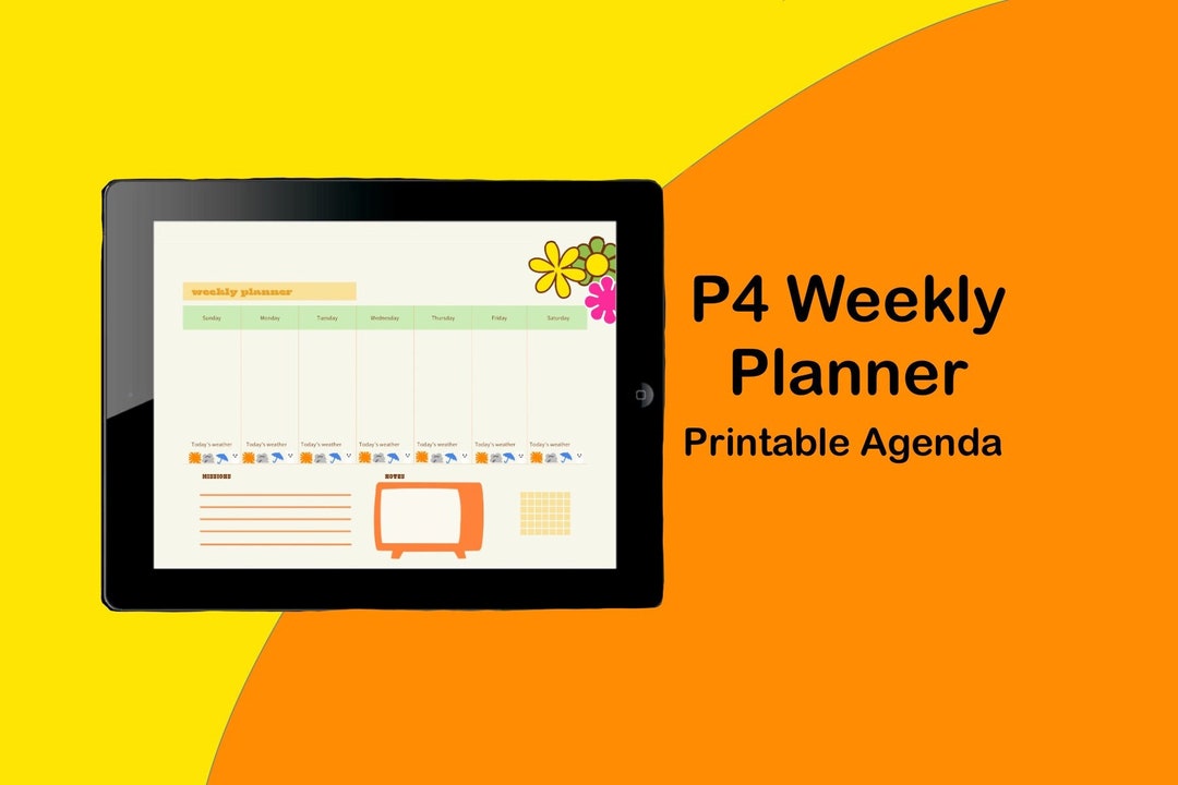 P4 Weekly Planner, Instant Download, Printable Digital Planner - Etsy