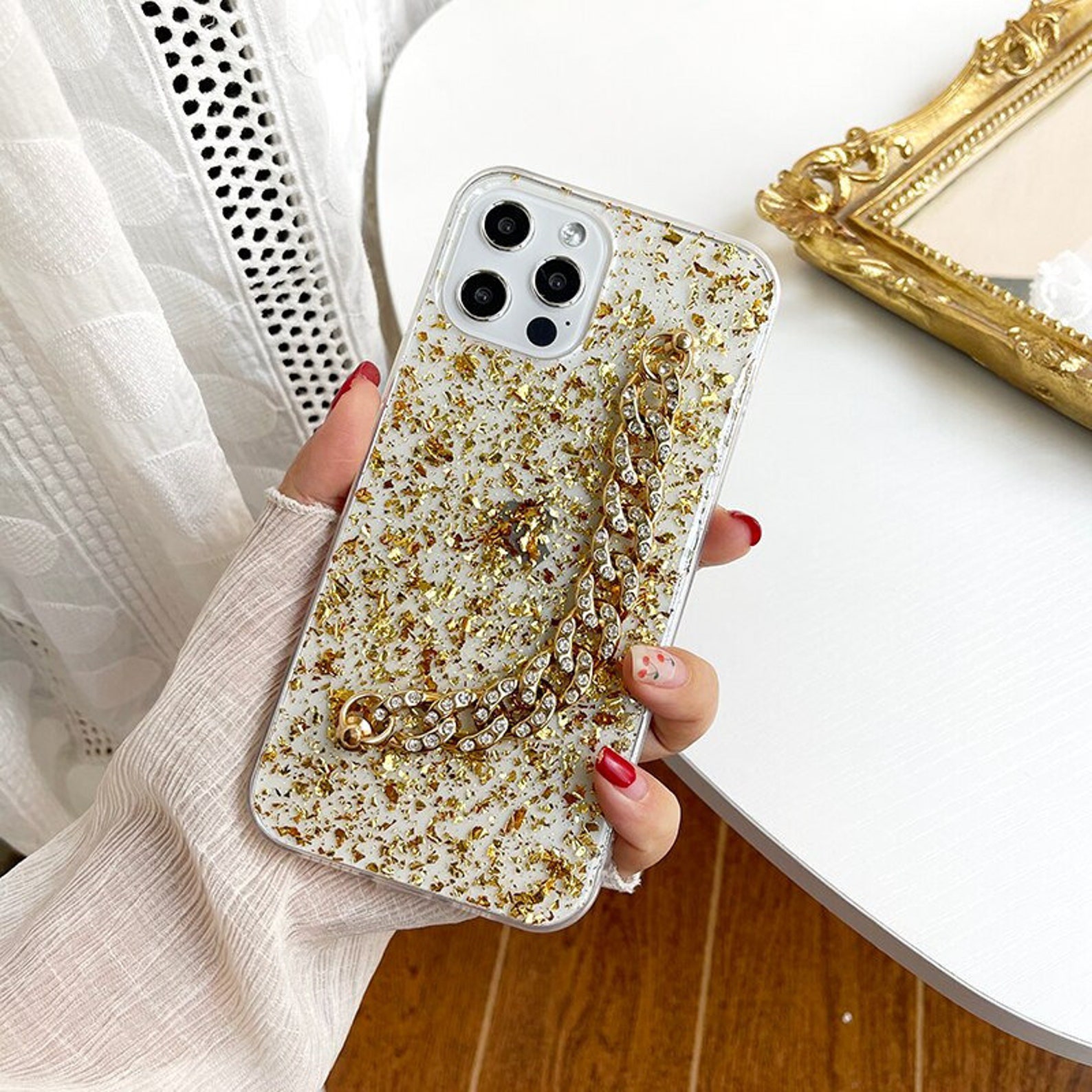 Gold Chain Iphone Case With Chain Strap Phone Case With Wrist Etsy
