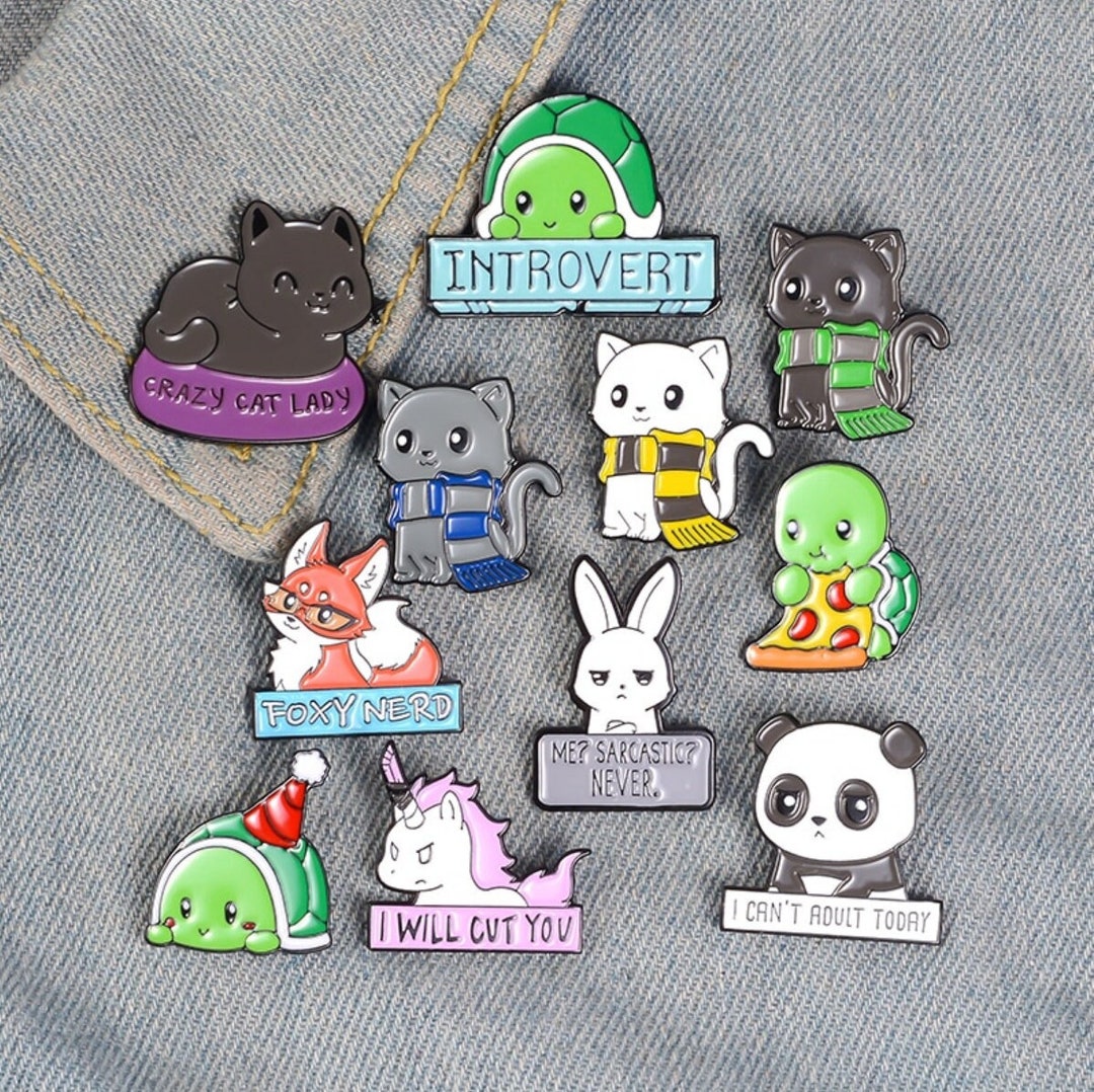 Cute Introvert Animal Enamel Pins / Cute Enamel Pins / Lapel - Etsy