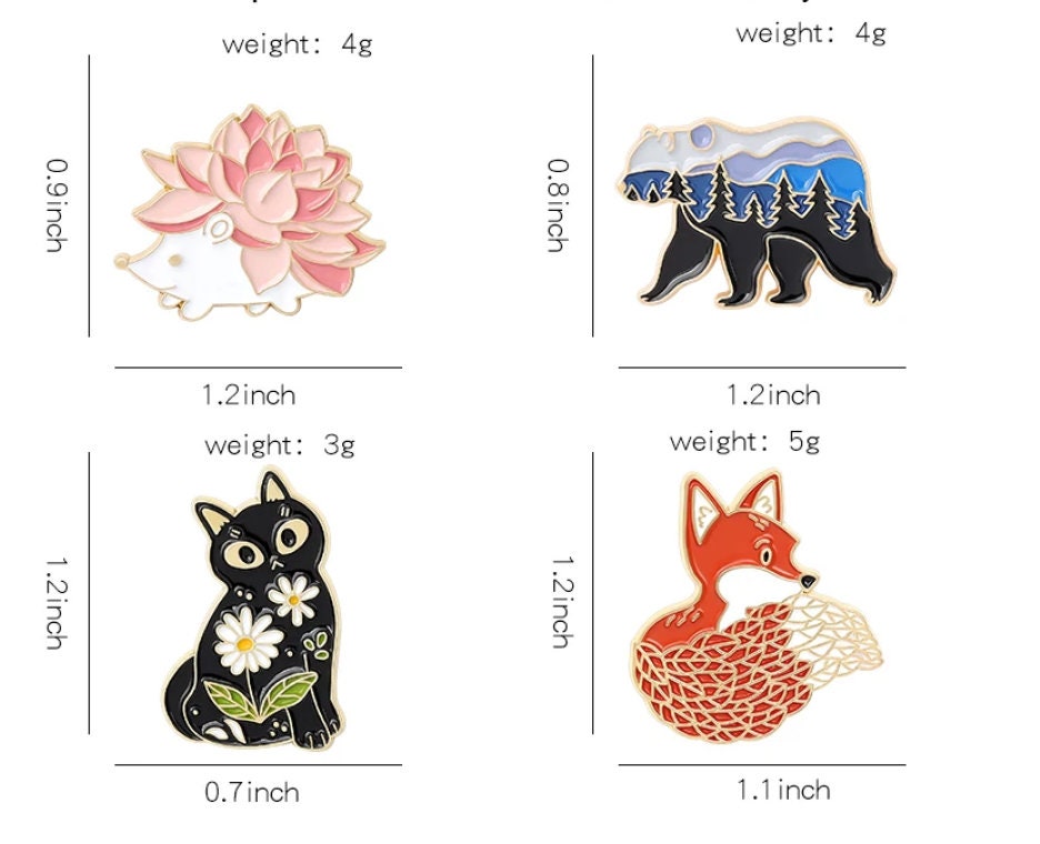 Cute Animal Enamel Pins / Cute Enamel Pins / Lapel Pin / - Etsy Australia