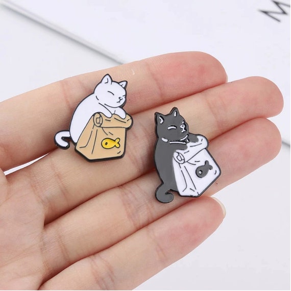 Cute 'feed Myself' Cat Enamel Pin / Cute Enamel Pins / - Etsy