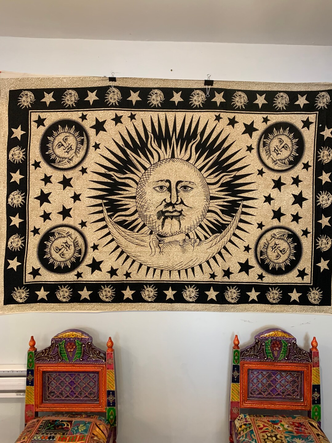 Sun Moon Tapestry/batik Wall Hanging Good Luck Sun Tapestry - Etsy