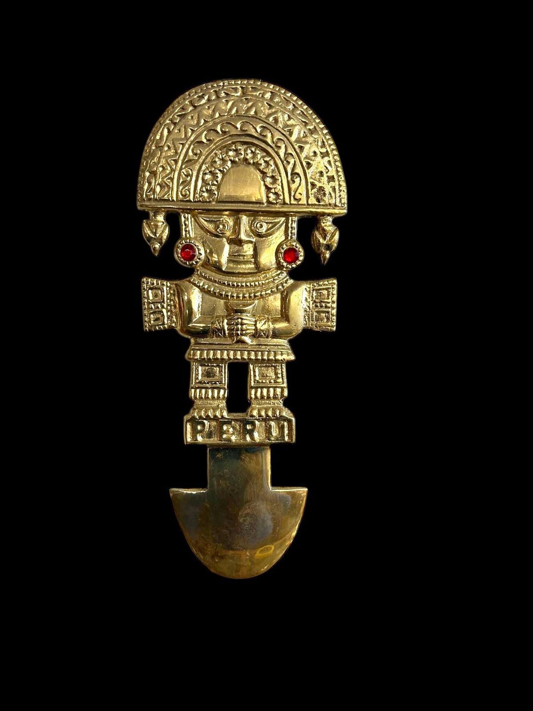 Vintage Inca Sun God Bronzetumi Ceremonial Knife With Ruby Stones Wall ...