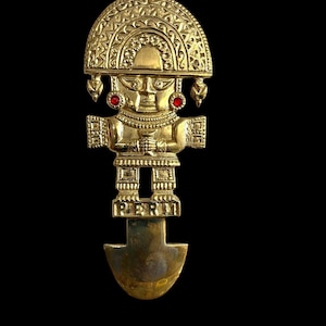Vintage Inca Sun God Bronzetumi Ceremonial Knife With Ruby Stones Wall ...
