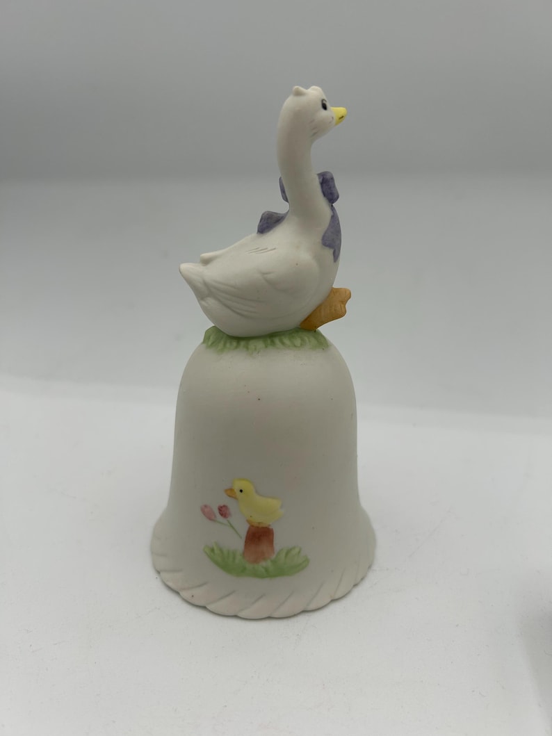 Vintage Bisque Porcelain Goose Bell – Mother Goose With Purple Bow ...