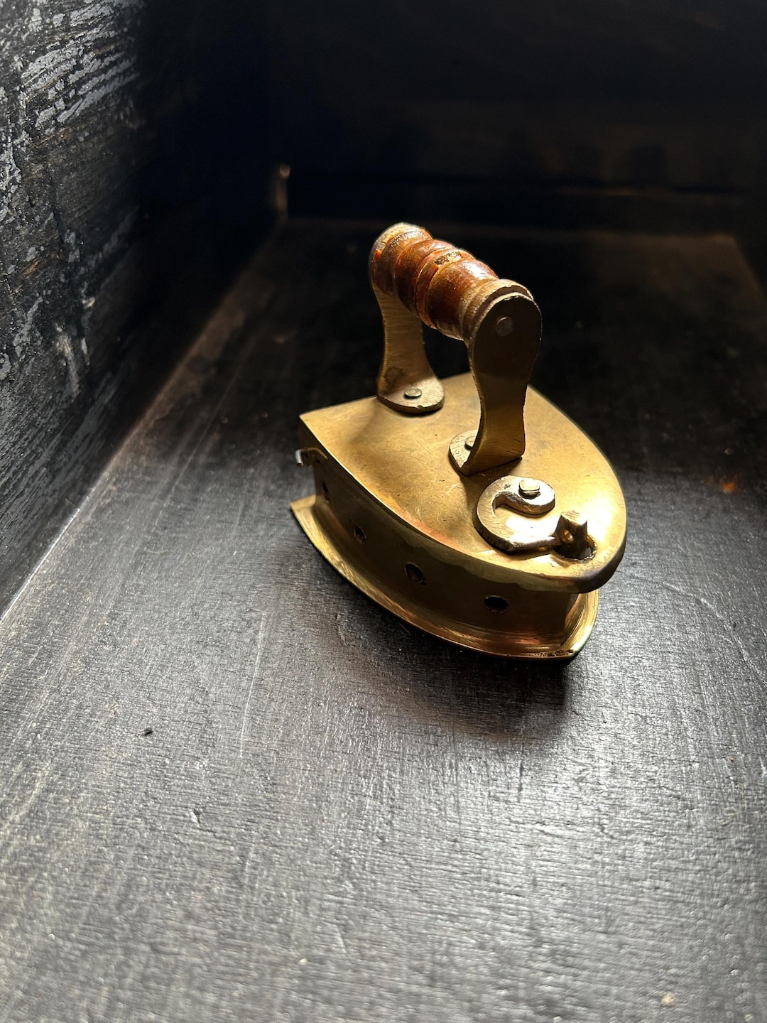 Vintage Brass Flat Coal Iron Trinket Box -rare Find Cute Iron & Incense ...