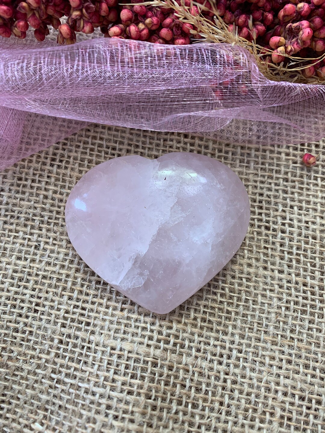 Rose Quartz Heart Crystal Pink Rose Love Heart Healing Stone ...