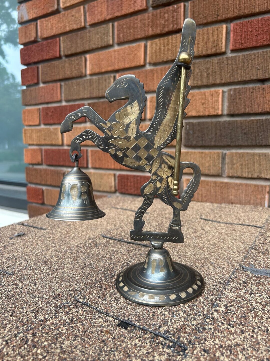 Vintage Pegasus Winged Horse Bronze Bell, 100 Years Old Majestic ...