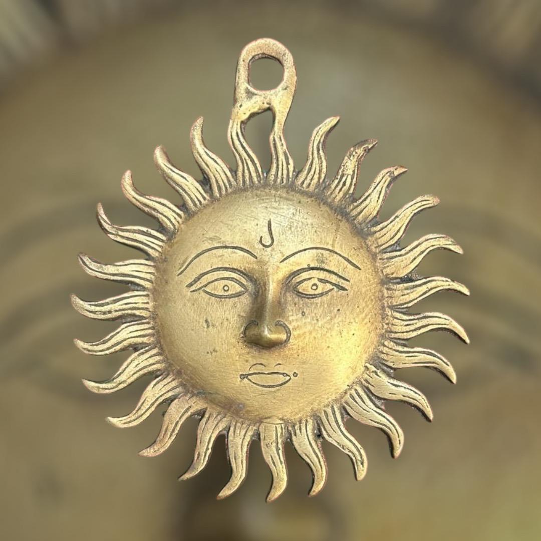 Rare Vintage Solid Brass Sun Wall Hanging Figurine Exquisite Antique ...