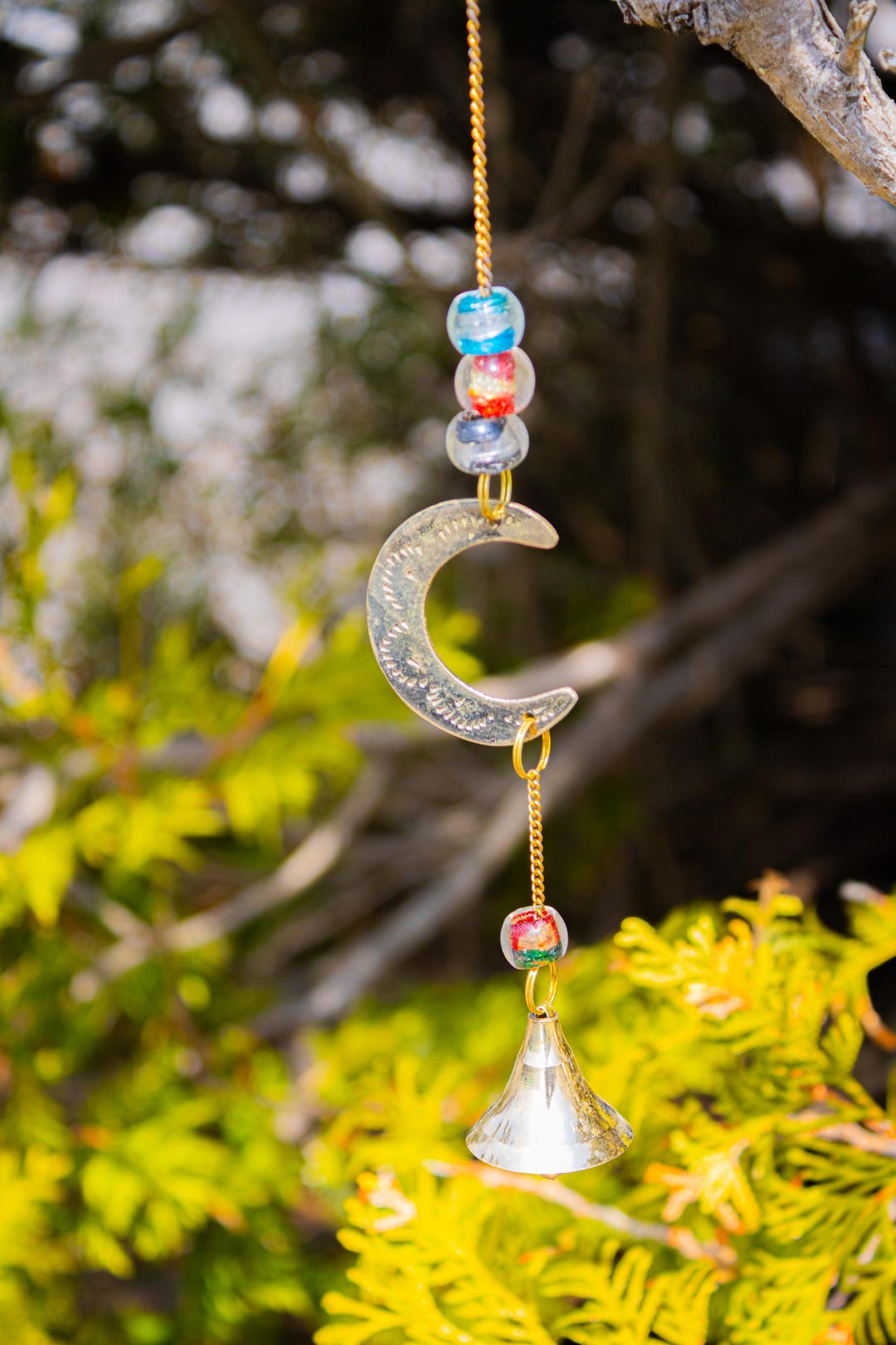 Vintage Brass Moon Bell Wind Chime: Handmade Indian Home Decor - Etsy