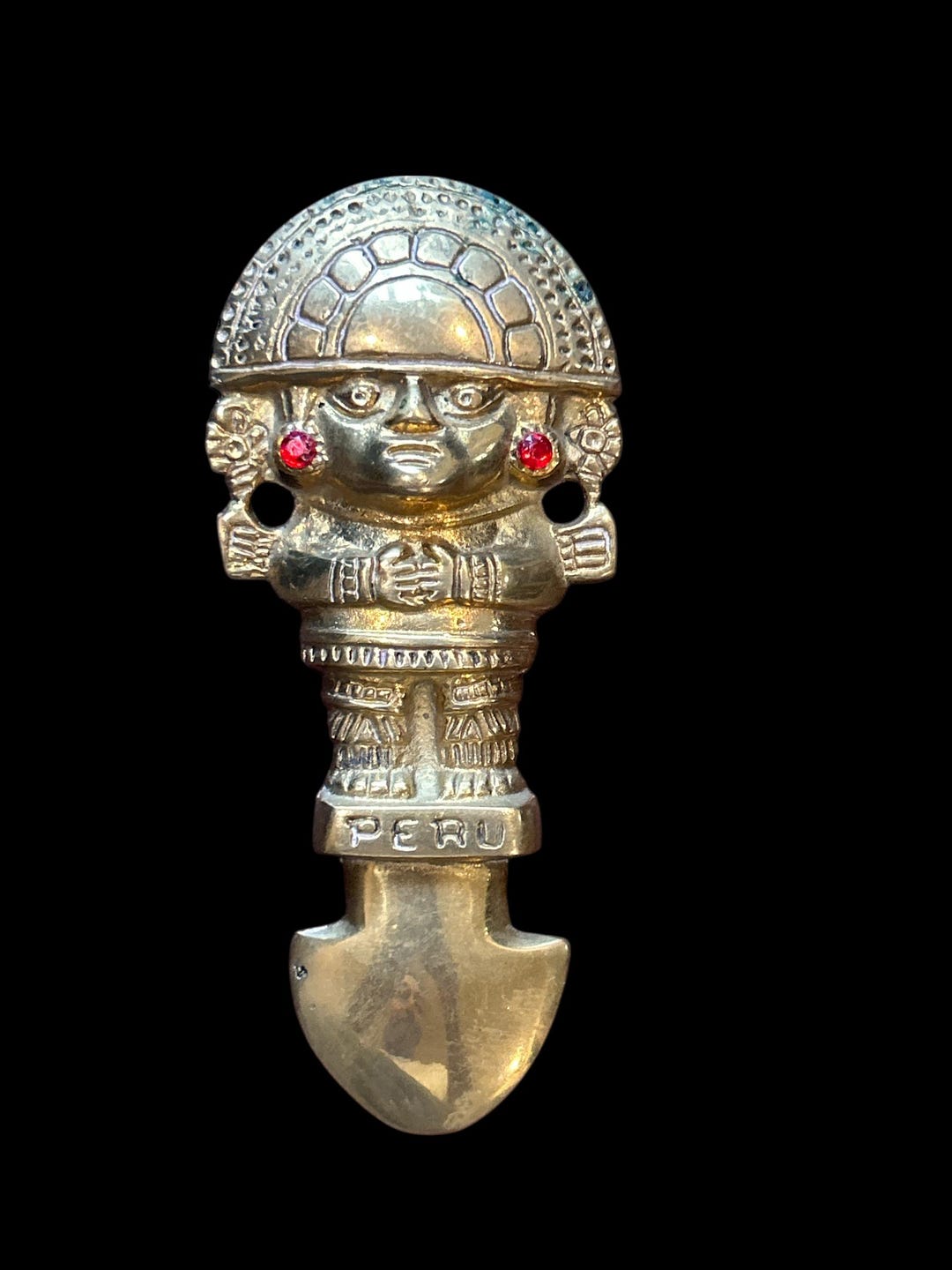 Vintage Peru Inca Sun God Brass Tumi Ceremonial Knife With Ruby ...