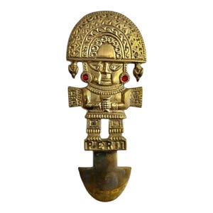 Vintage Inca Sun God Bronzetumi Ceremonial Knife With Ruby Stones Wall ...