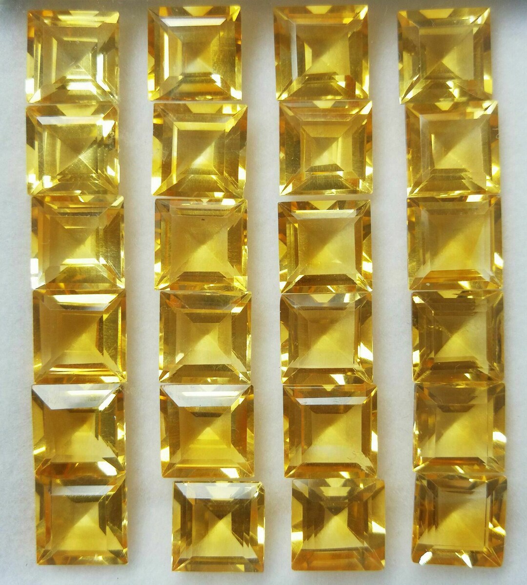 9mm to 10mm Natural Citrine Square Faceted Cut Loose Gemstones, Citrine ...