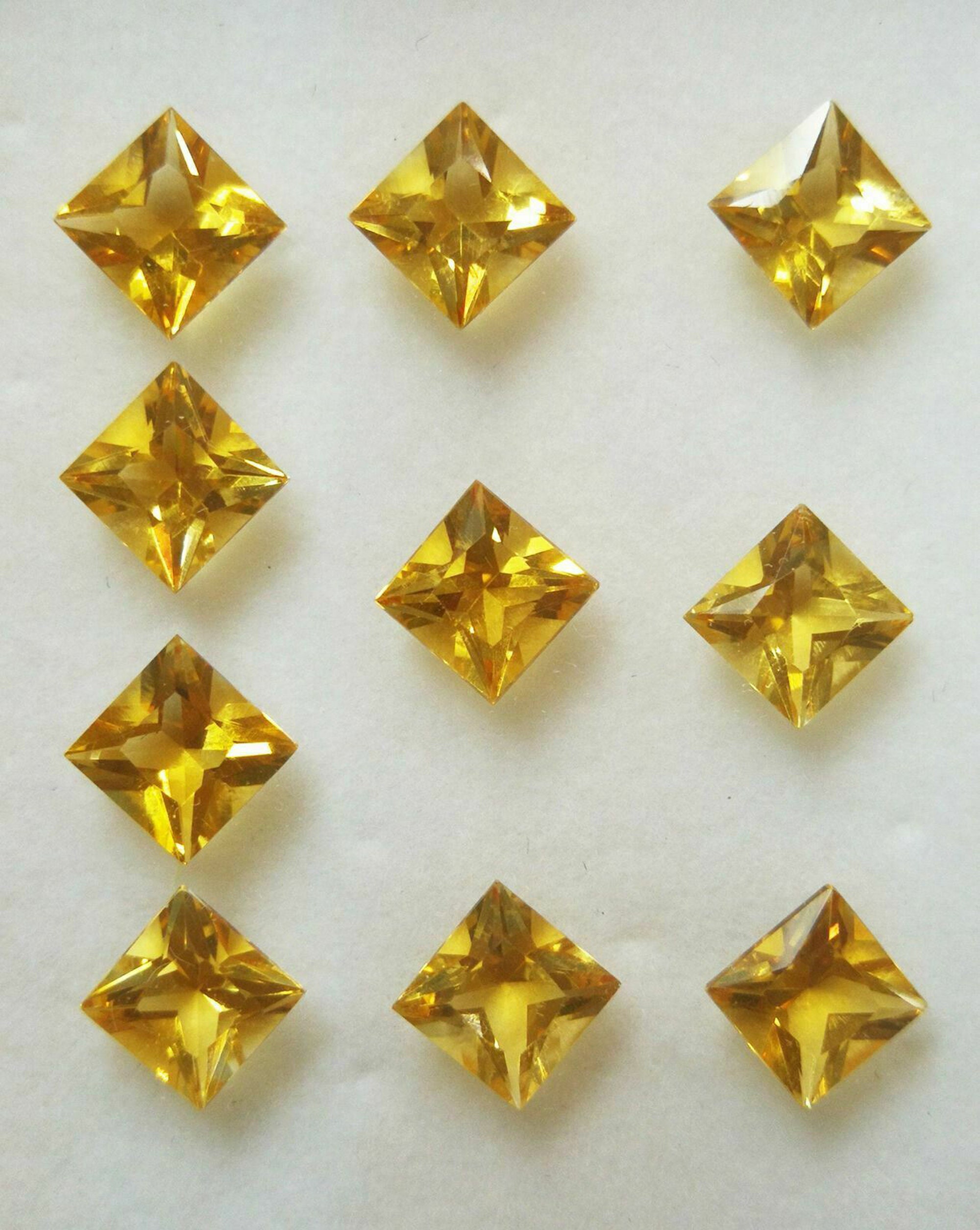 6mm- 7mm- 8mm Natural Citrine Square Faceted Cut Loose Gemstones ...