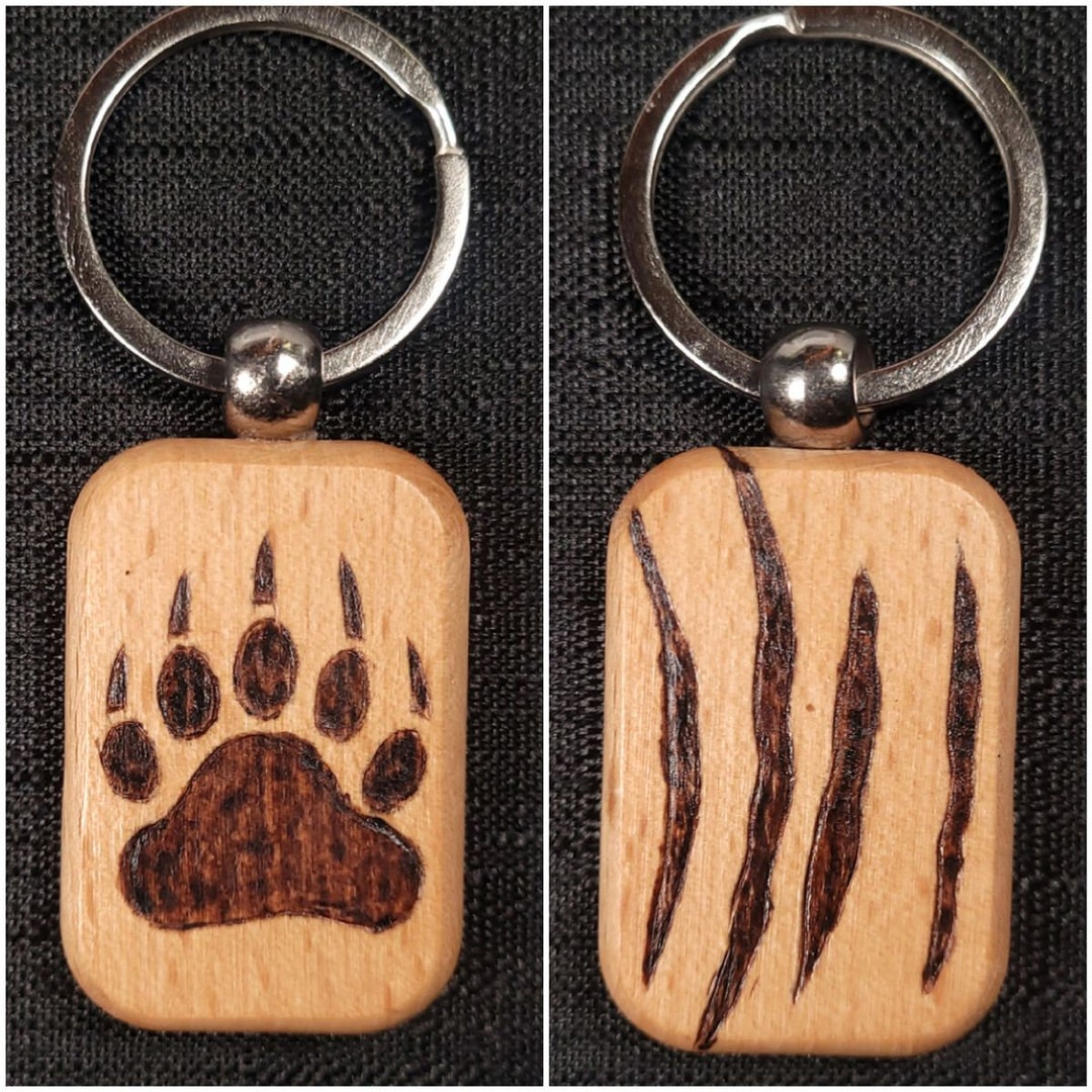 Wooden Bear Paw Keychain.double-sided - Etsy