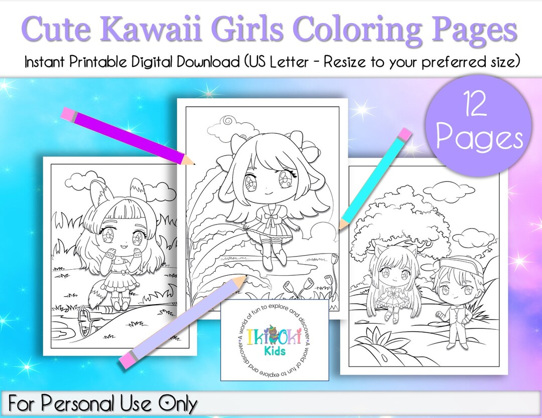 PRINTABLE Kawaii Anime Girls Coloring Pages for Girls and Boys of All ...