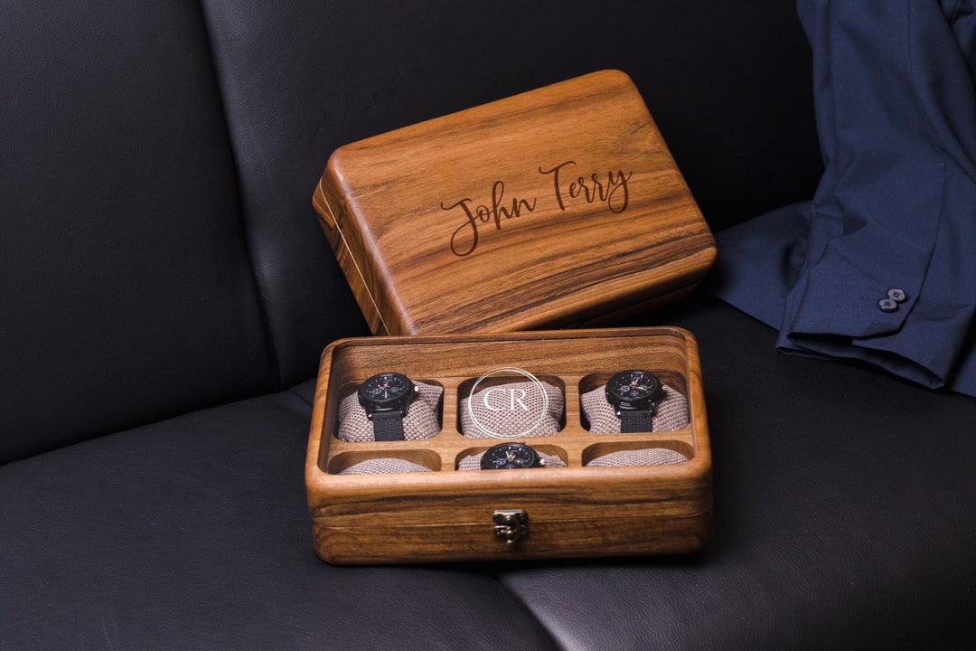 Watch Box for Men Personalized, Watch Box for Men, Wood and Glass ...