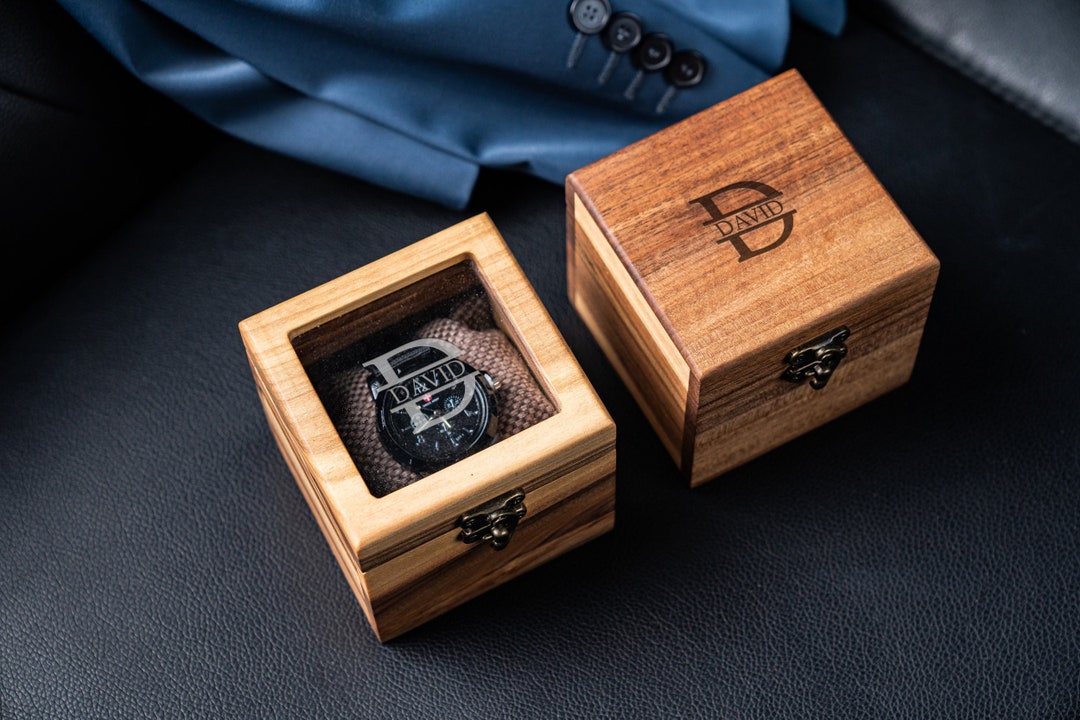 Wooden Watch Box, Gift Box for Watch, Watch Box for Groomsmen, Engraved ...
