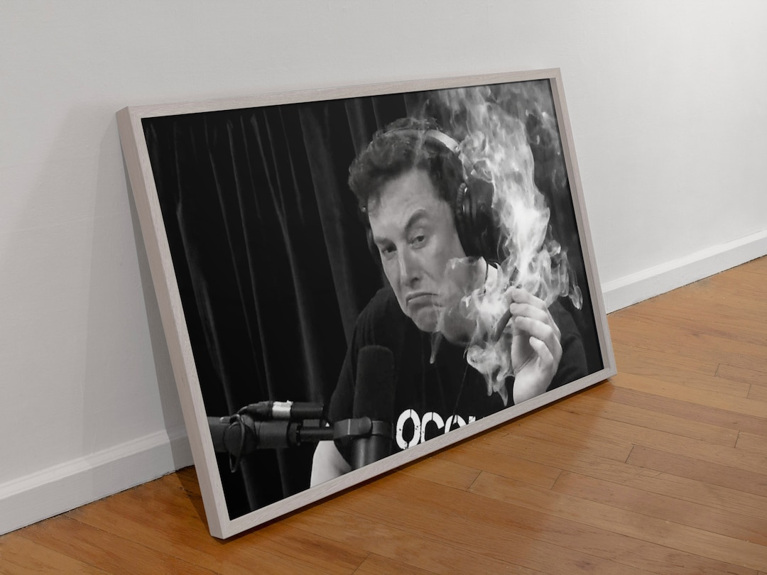 Elon Musk Smoking Canvas - Joe Rogan - Motivation Hustle Art Print Wall ...