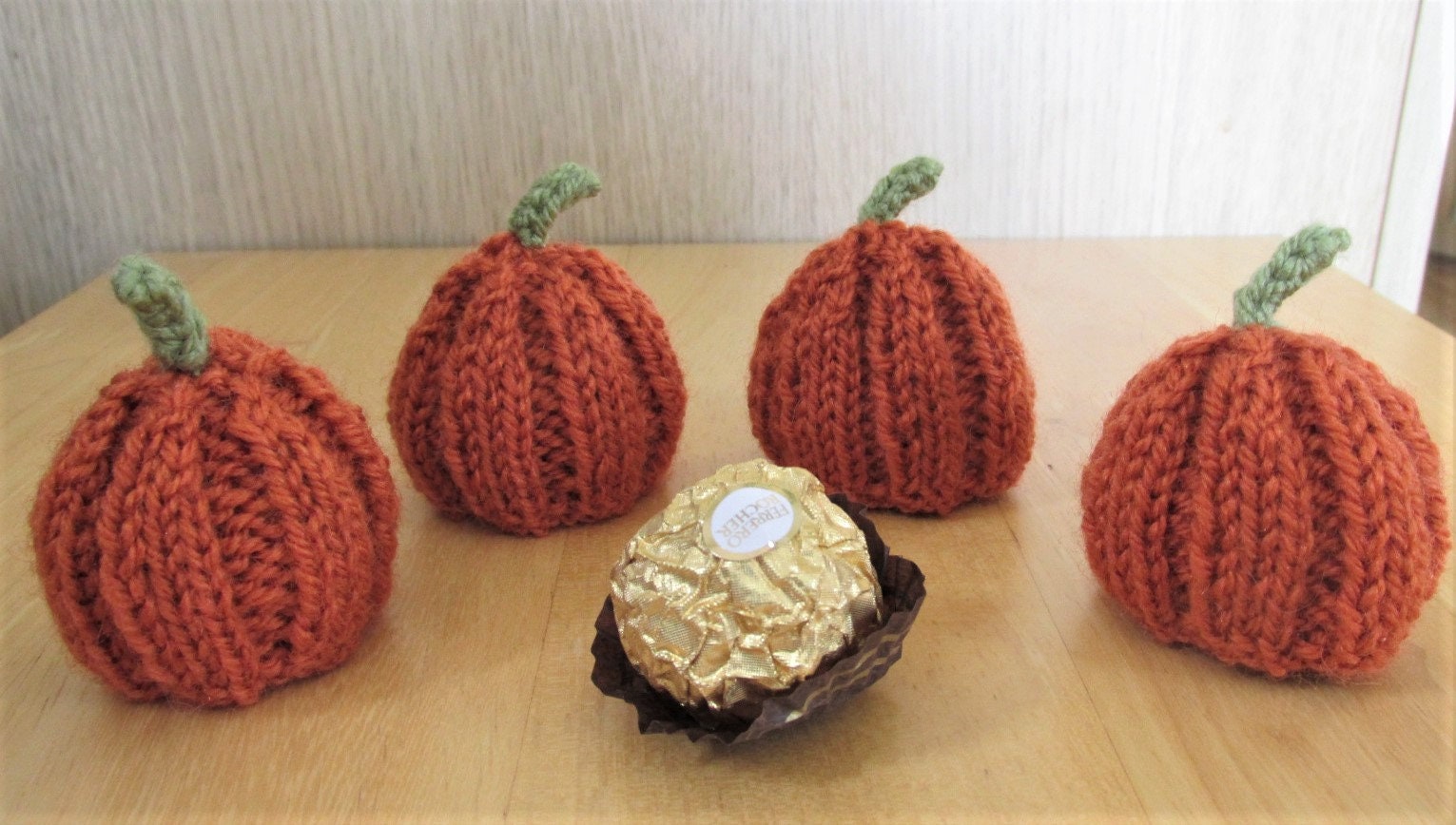 Pumpkin Chocolate Covers, Ferrero Rocher, Hand Knitted Chocolate Cover ...