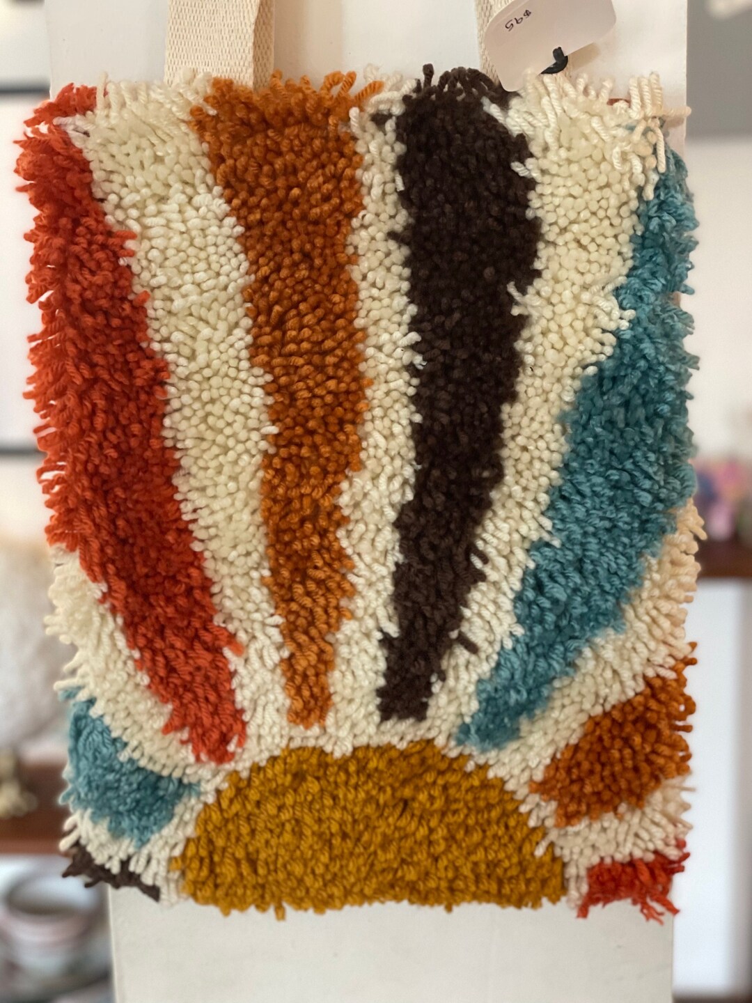 70's Seventies Style Latch Hook Rug Yarn Shaggy Tote Purse Bag - Etsy