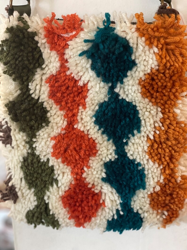 70's Seventies Style Latch Hook Rug Yarn Shaggy Tote - Etsy