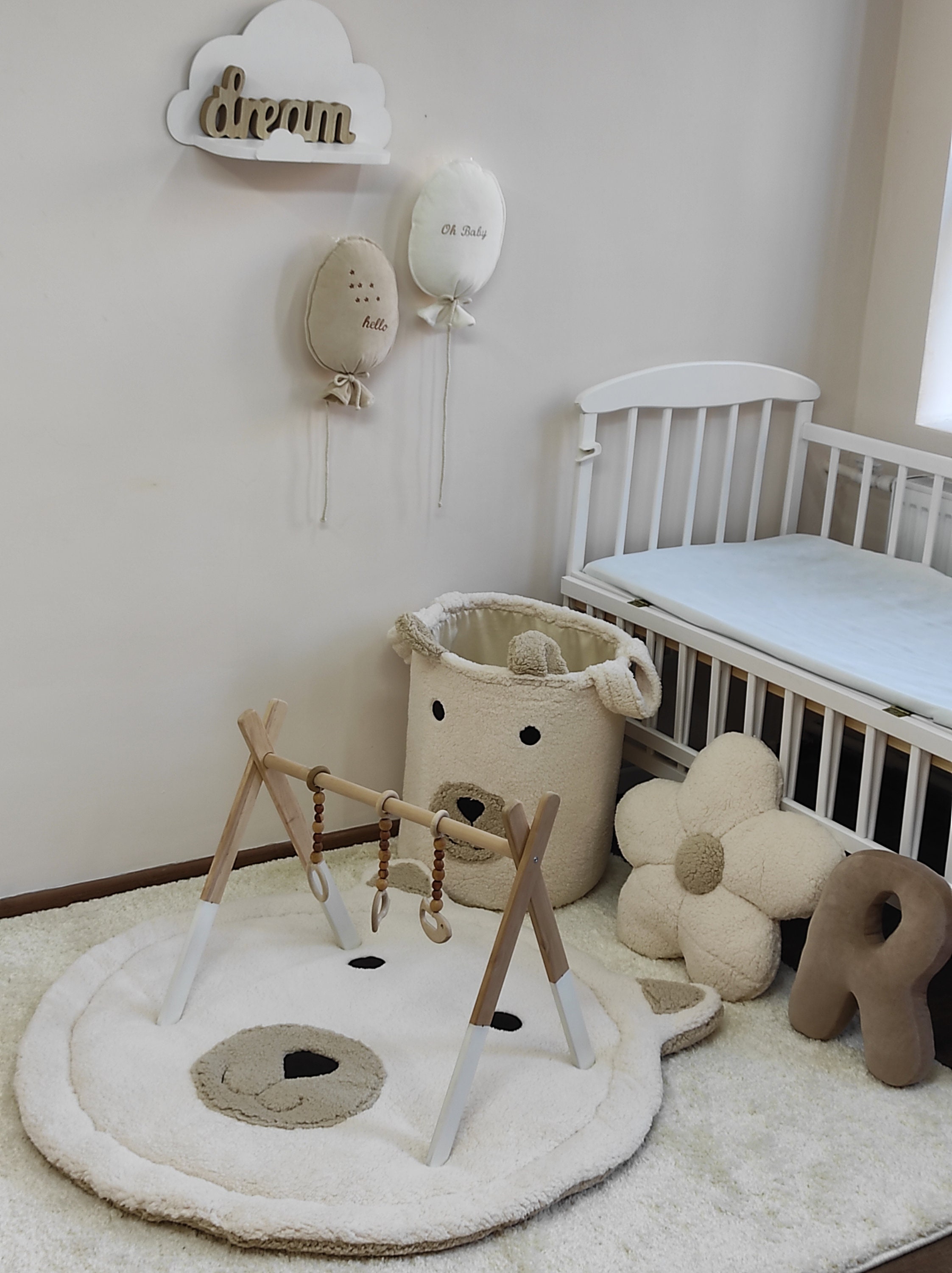 Soft Plush Teddy Bear Nursery Rug, Cute Animal Rug for Baby Nursery ...