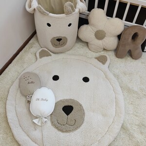 Soft Plush Teddy Bear Nursery Rug, Cute Animal Rug for Baby Nursery ...