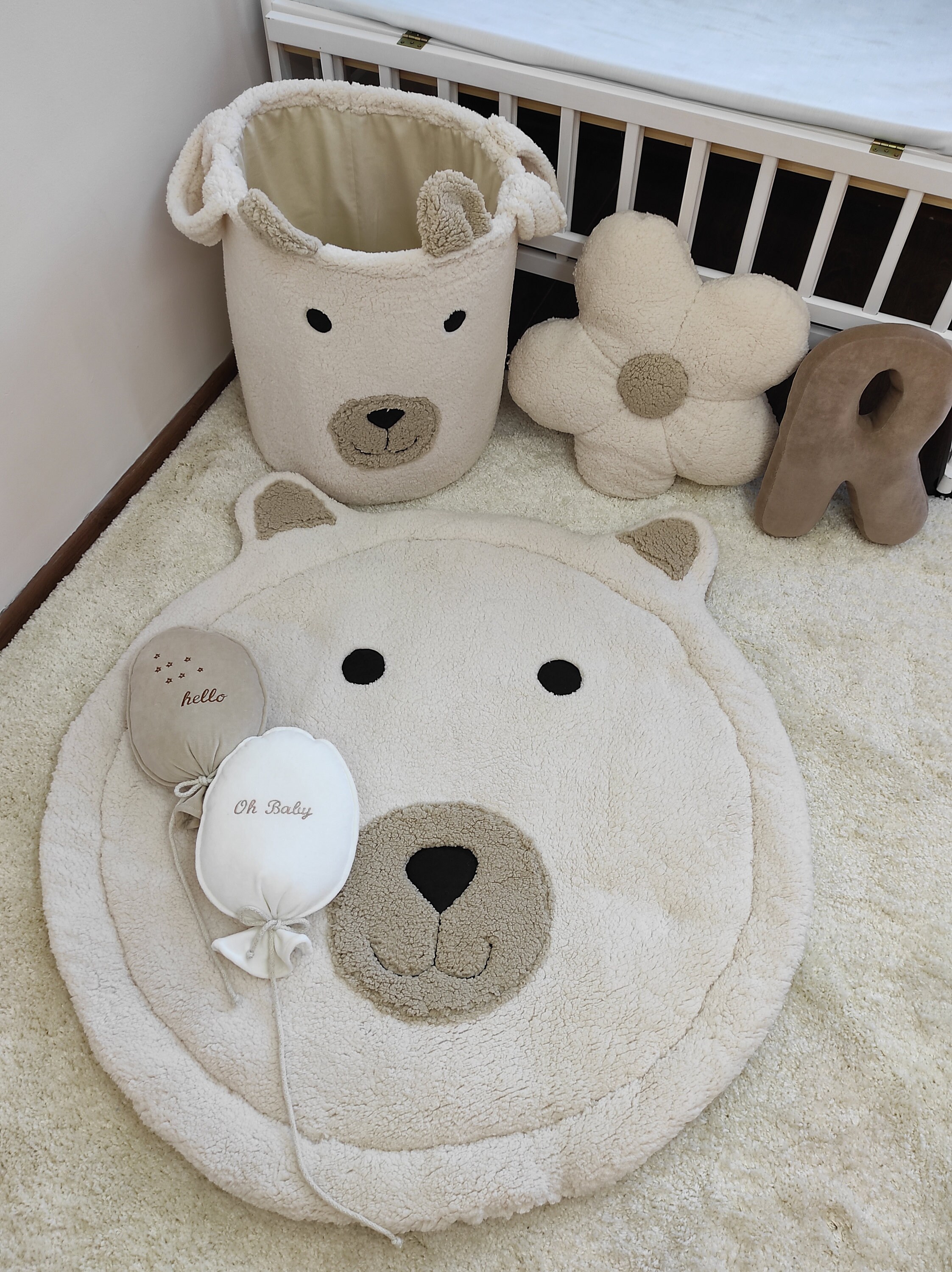 Soft Plush Teddy Bear Nursery Rug, Cute Animal Rug for Baby Nursery ...