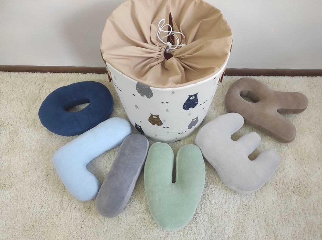 Plush Letter Pillow: Cotton Velour Nursery Decor (12.6x8.6x3.15 Inches ...