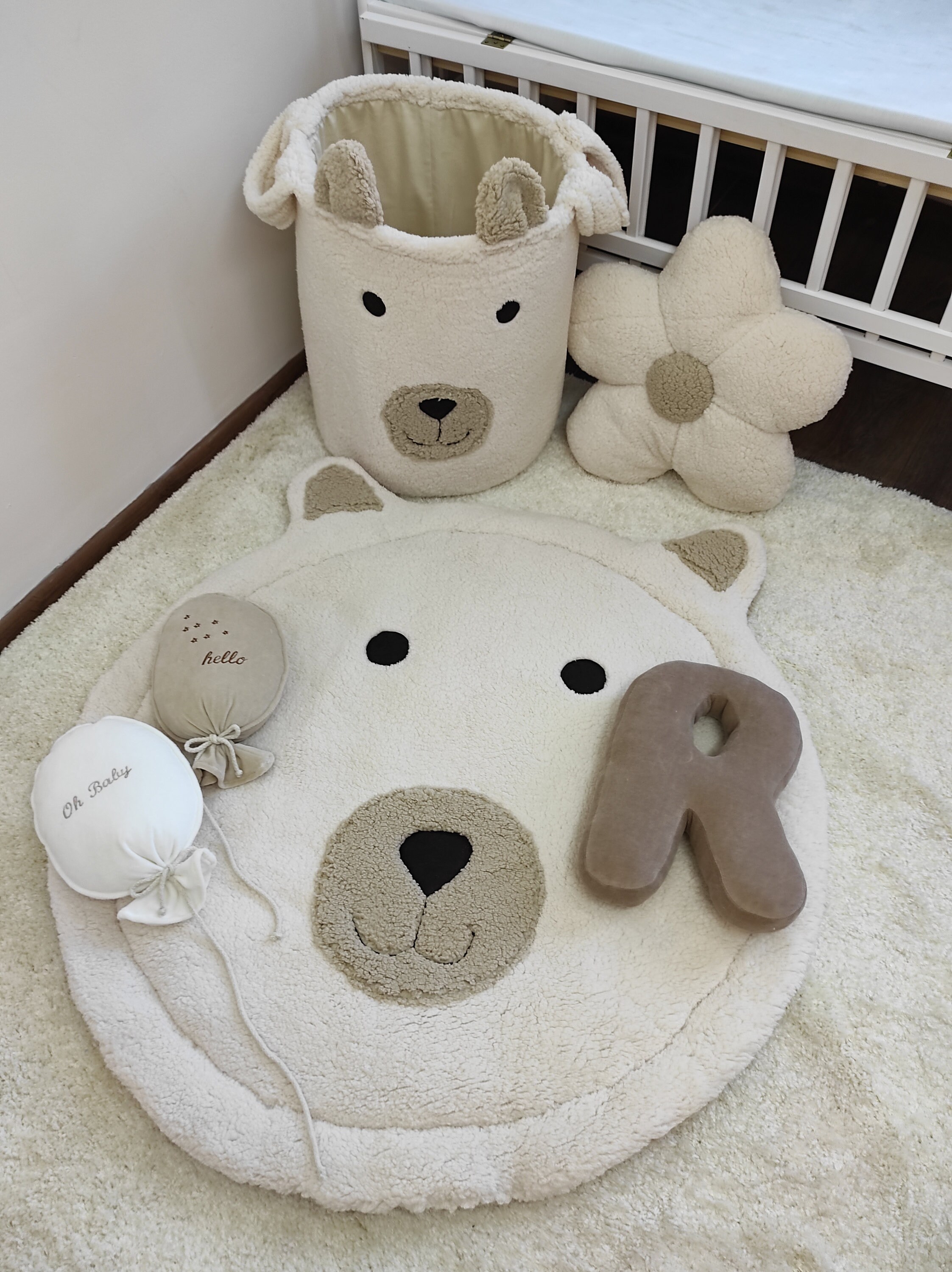 Soft Plush Teddy Bear Nursery Rug, Cute Animal Rug for Baby Nursery ...