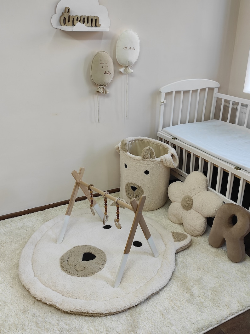 Soft Plush Teddy Bear Nursery Rug, Cute Animal Rug for Baby Nursery ...