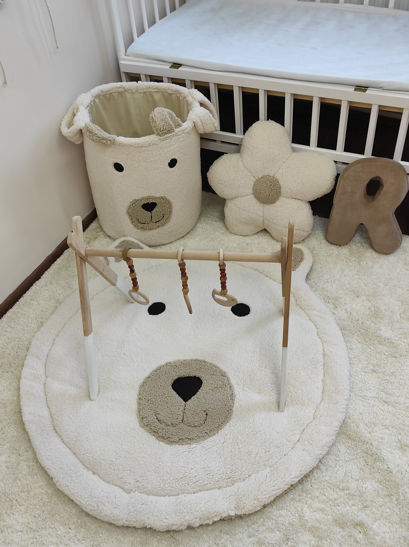 Soft Plush Teddy Bear Nursery Rug, Cute Animal Rug for Baby Nursery ...