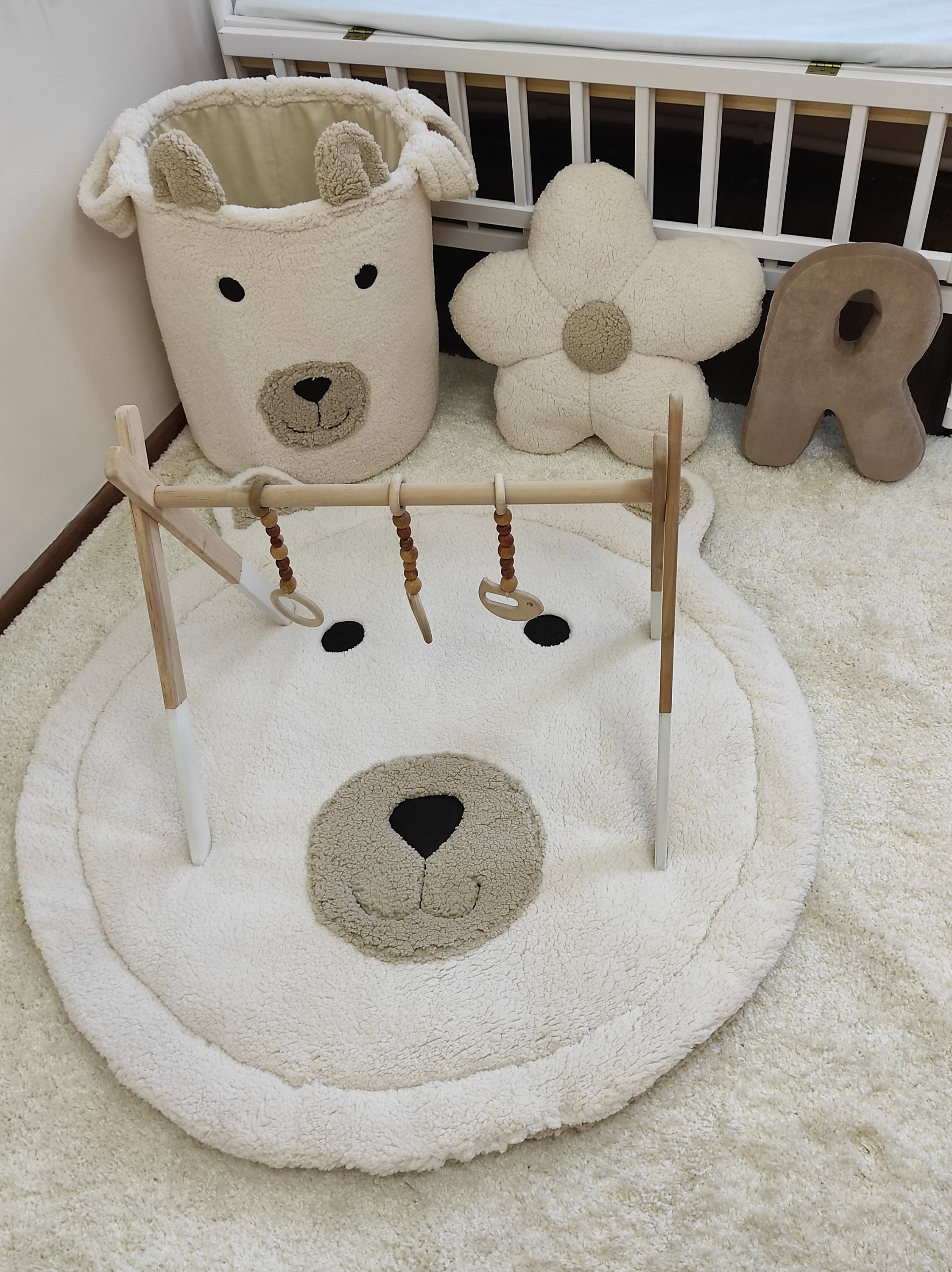 Soft Plush Teddy Bear Nursery Rug, Cute Animal Rug for Baby Nursery ...
