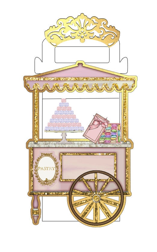Parisian Patisserie Cart With Macarons Favor Box | Etsy