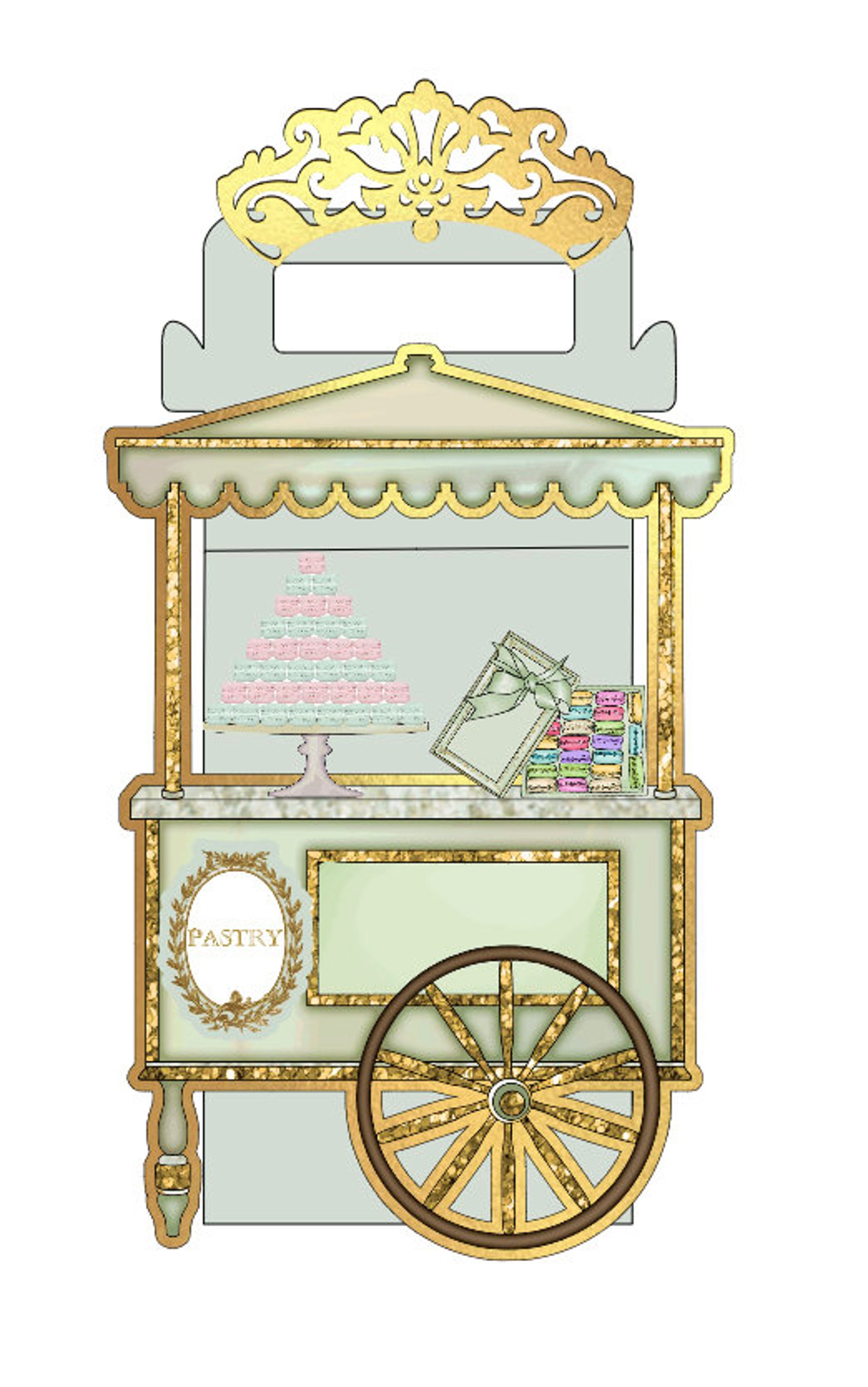Parisian Patisserie Cart With Macarons Favor Box | Etsy