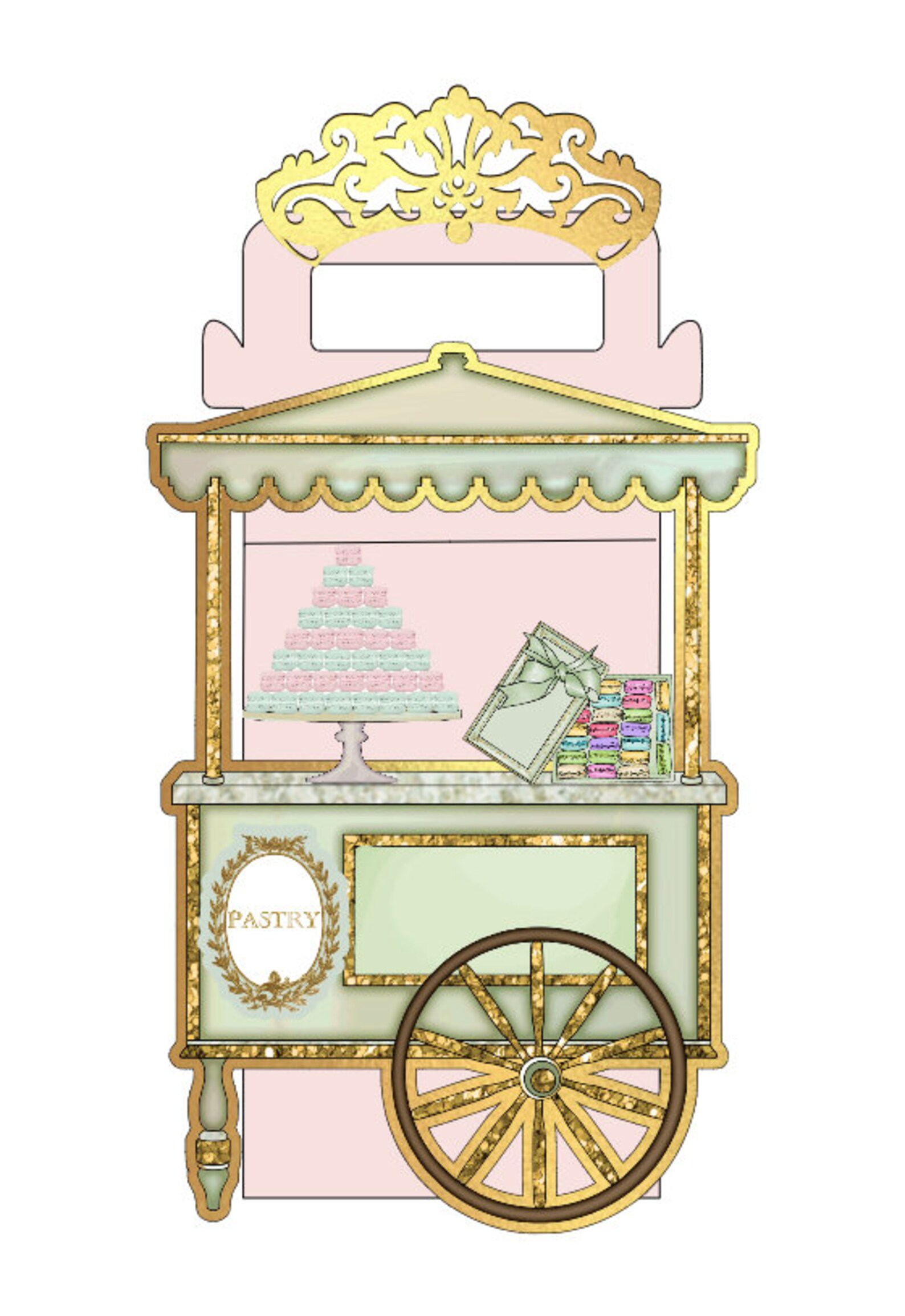 Parisian Patisserie Cart With Macarons Favor Box | Etsy