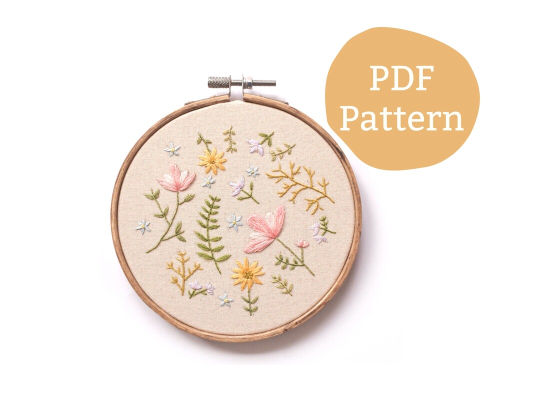 Floral Embroidery Pattern for Beginners, PDF Pattern Flowers Embroidery ...