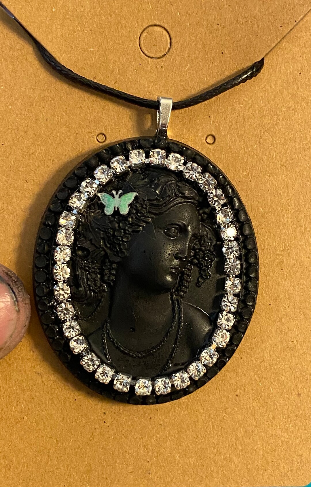Black Cameo Mold With Rhinestones - Etsy