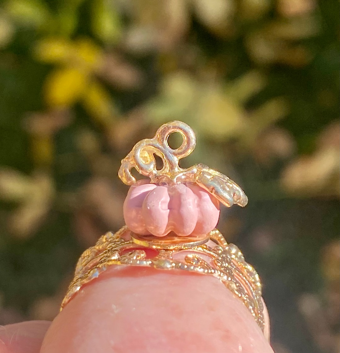Pink or Gray Pumpkin Filigree Ring - Etsy