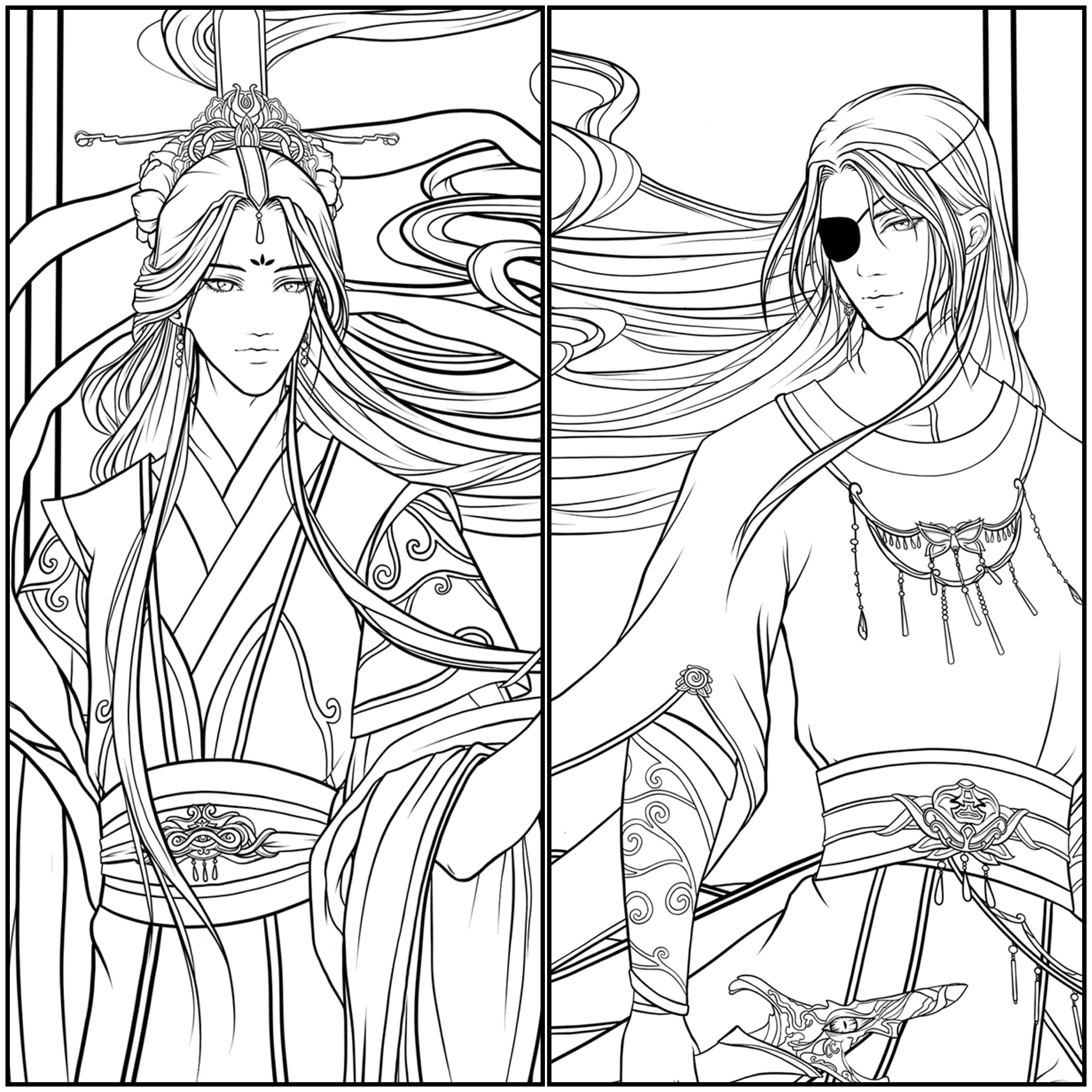 11-page Set of Colouring Pages | Heaven Officials Blessing | Xie Lian ...