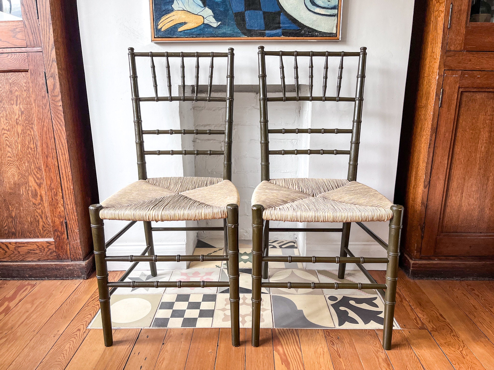 A Pair of French Antique Gilded Faux Bamboo Occasional Chairs With Upholstered Seats Etsy