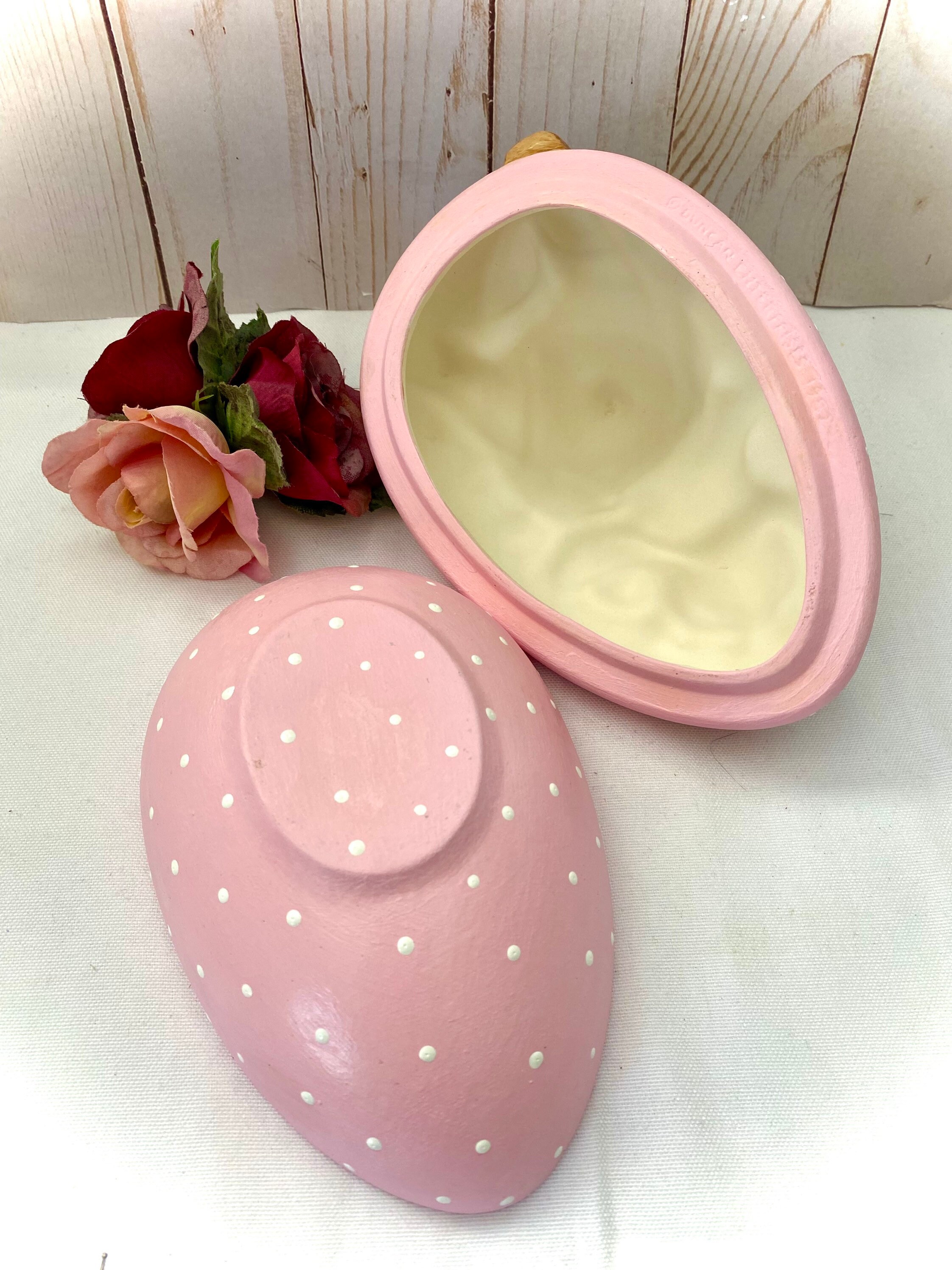 Egg Candy Dish W/lid Duncan Mold Bunny With Daises - Etsy