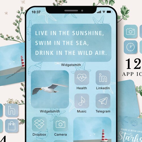 Ios App Icons Ocean Blue App Covers 201007 - Etsy