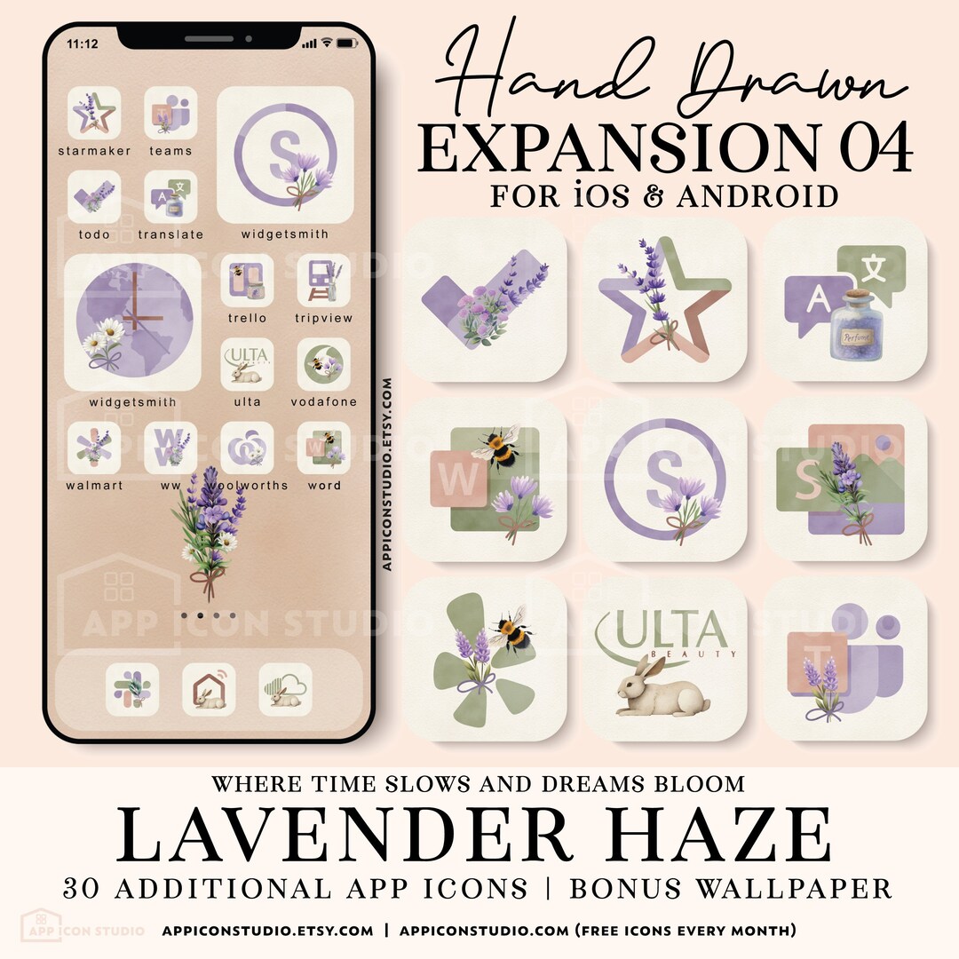 Purple Ios Icons, Summer App Icon Pack, Lavender iPhone Wallpaper ...